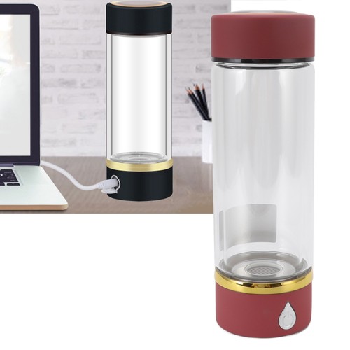 (Red)380ml Hydrogen Generator Water Bottle USB Charging Intelligent ...
