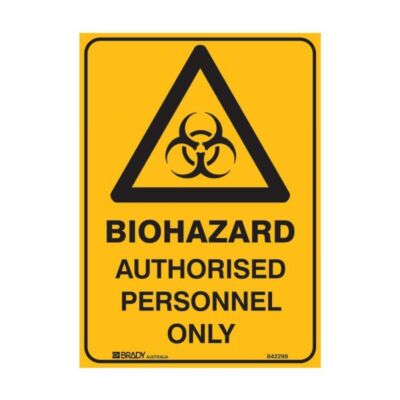 Brady Warning Sign - Biohazard Authorised Personnel Only 250 x 180mm ...