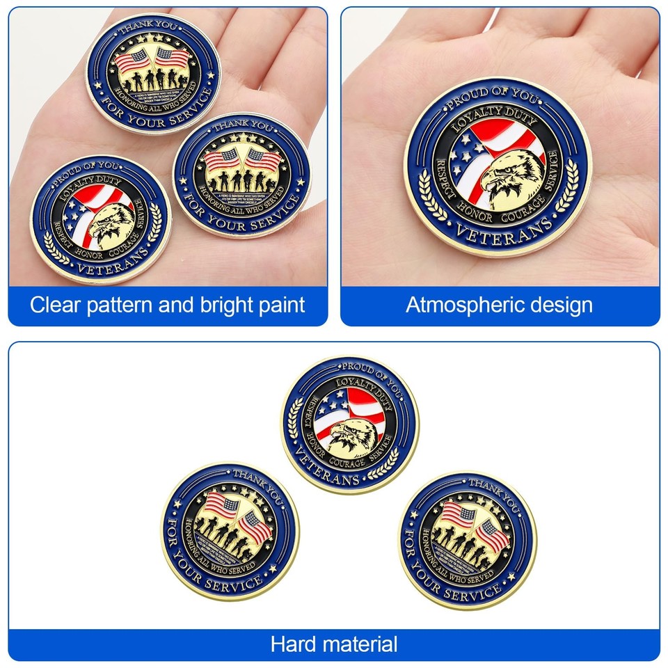20 Pcs Military Challenge Coins Veteran Thank You for Your Service ...
