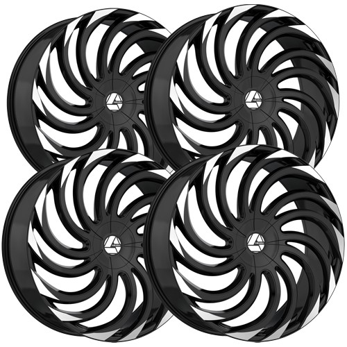 (Set of 4) Azara AZA-534 18x8 5x112/5x4.5" +35mm Black/Machined Wheels ...