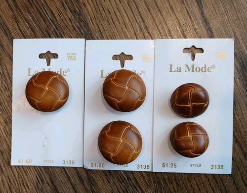 5 Vintage LA MODE Brown Leather-Look Buttons on Cards made in Italy | eBay