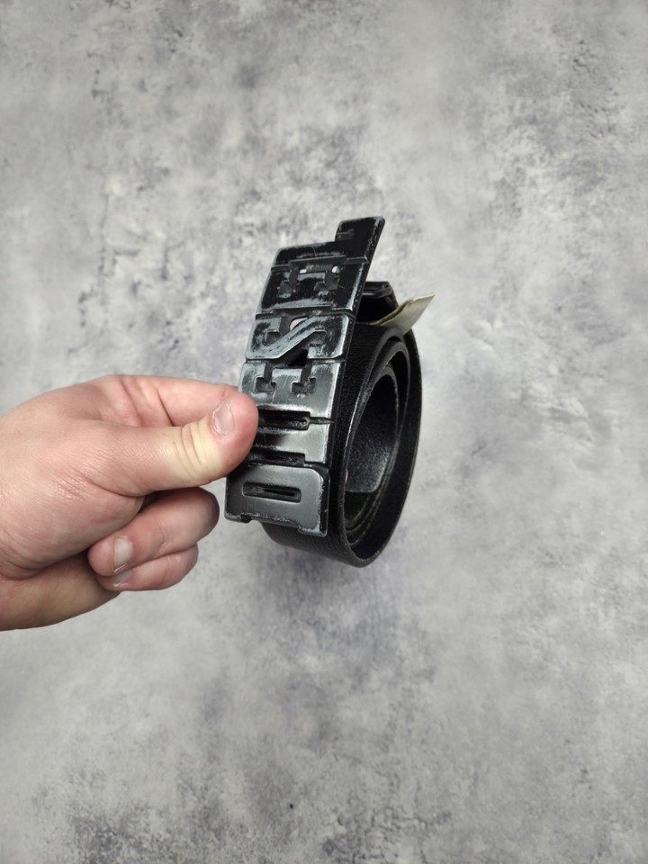 Vintage Diesel Leather Belt Metal Big Logo Men's Made in Italy Rare Y2K ...