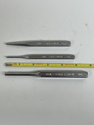 Lot of 3 CRAFTSMAN USA Punches. 3/8" center, 1/8” Pin & 1/4” Pin FREE ...