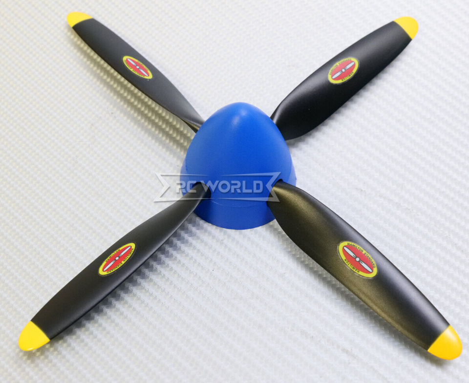 TopRC Hobby Airplane 4 Blade PROPELLER W/ Nose Spinner For P-51 Airplane YELLOW | eBay