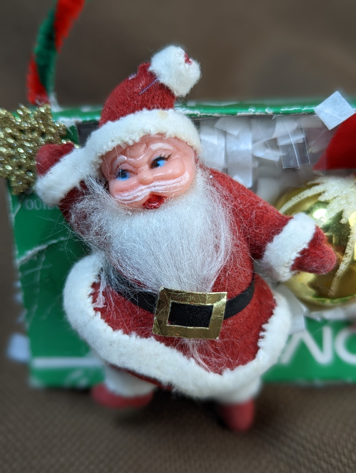 VINTAGE Christmas Light Box Diorama Ornament Handmade Santa, Candy ...