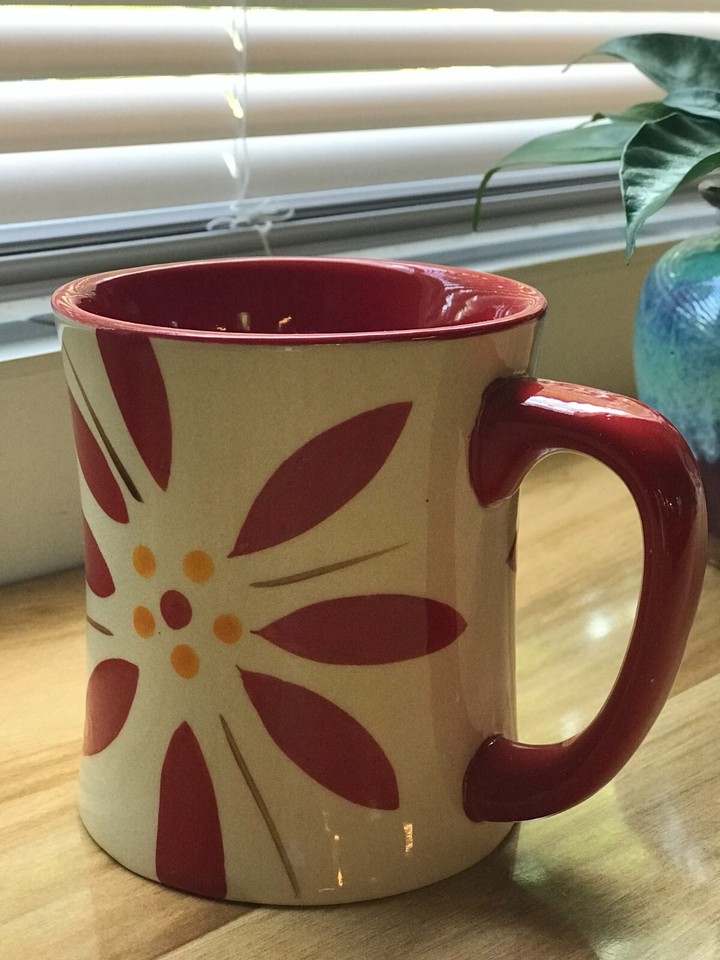 Temptations By Tara Old World Vivid Red Hand Painted 16oz Coffee Mug ...