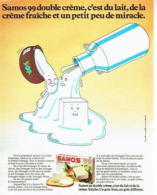 publicité Advertising 0523 1972 Samos 99 double creme fraiche fromage ...