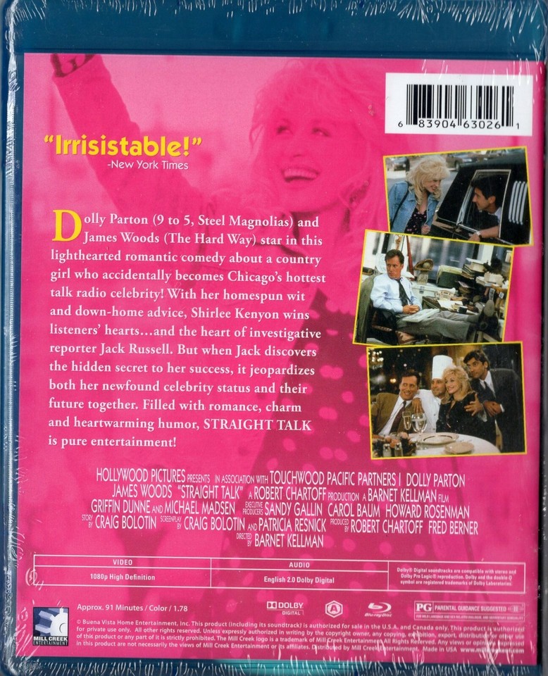 Straight Talk (Blu-ray Disc, 1992) Dolly Parton , James woods ...
