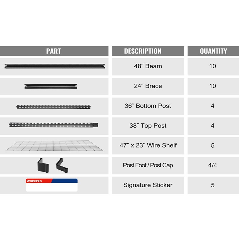WORKPRO 5-Tier 72-inch Heavy Duty Metal Storage Shelving Unit Storage ...