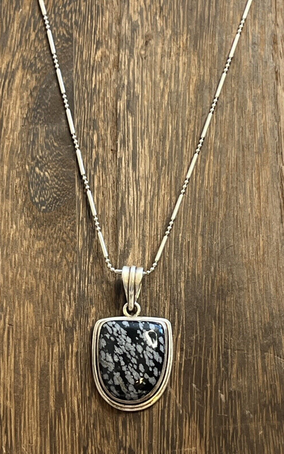 Snowflake Obsidian Pendant Unique 925 Sterling Silver… - Gem