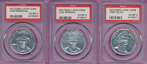 COIN LOT 3) PSA 6 TONY OLIVA JUAN MARICHAL APARICIO 1972 ESSO LATIN ...