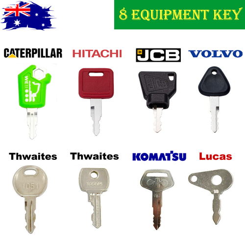 8 Master Excavator Key Dumper JCB Komatsu Volvo Thwaites CAT Hitachi ...