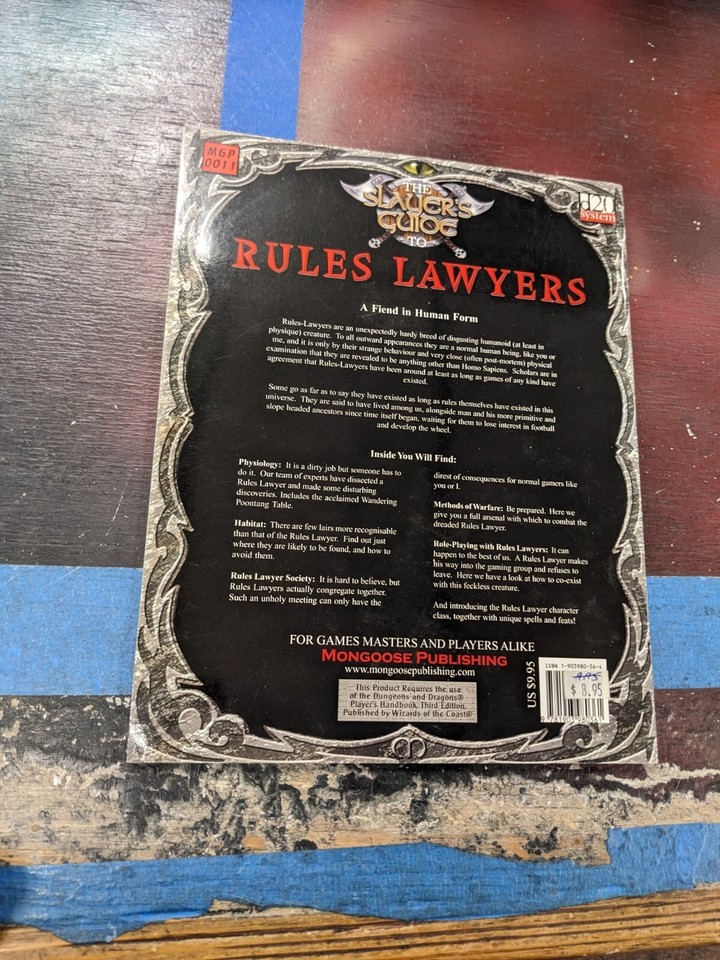 The Slayers Guide To Rules Lawyers MGP 0011 D20 Mongoose Publishing | eBay