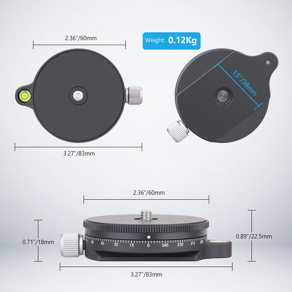 Leveling Base Tripod Head+ Panoramic Pan Base Kit CNC Lever Stand Load ...