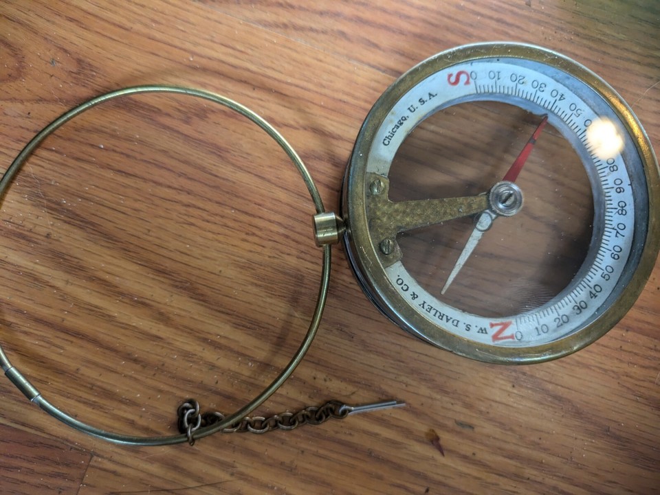 Antique W.S. Darley Magnetic Mining Dipping Needle Compass - Brass ...