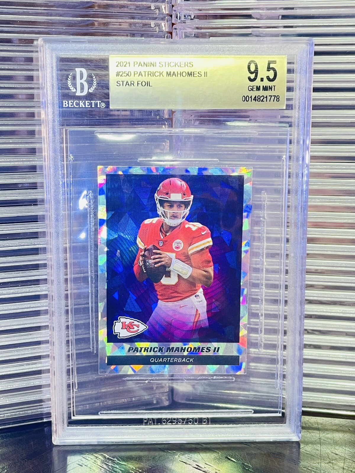 Patrick Mahomes 2021 Panini NFL Sticker Card Silver Cracked Ice BGS 9.5 ...