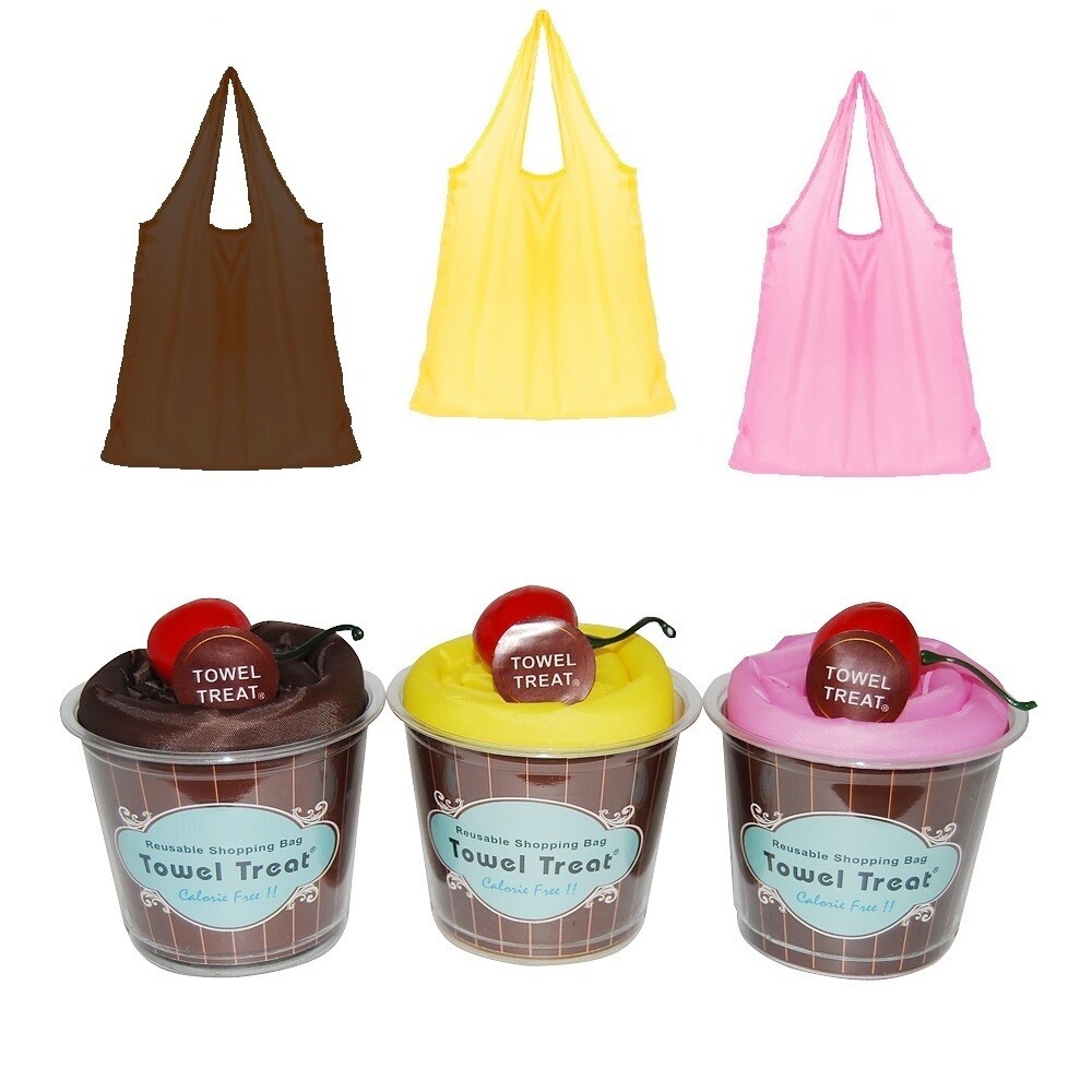 (3 Pack) Cupcake Pudding Treat Gift Folded Reusable Shopping Bags, 16 ...