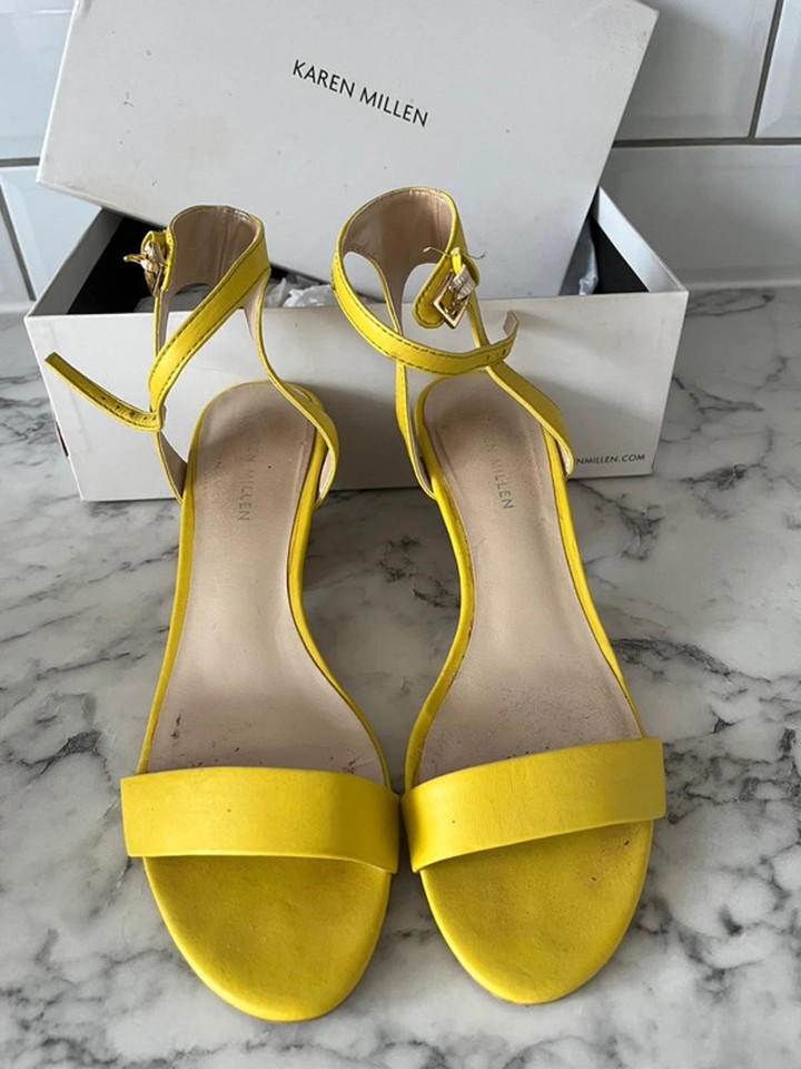 Karen Millen Lime yellow Block Heel Sandals – Size 39 (UK 6) | eBay UK
