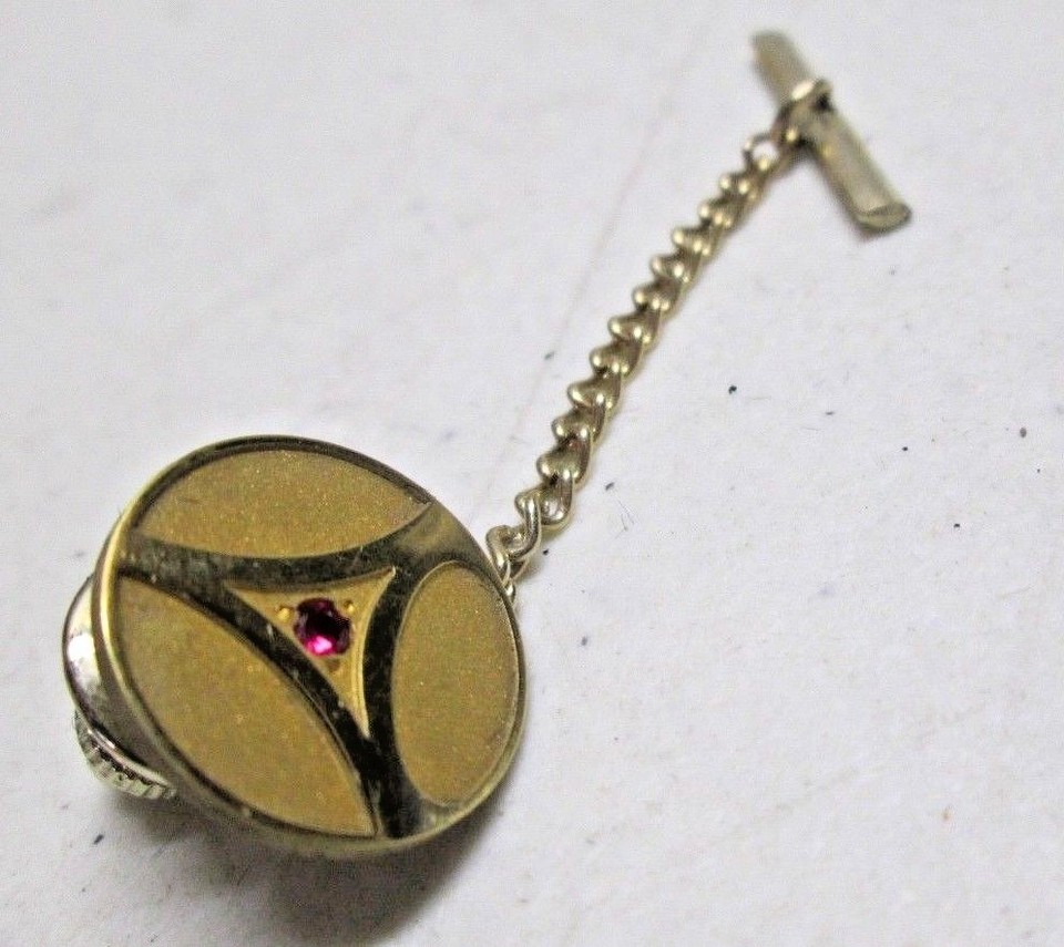 Vintage Mens Tie Tack 10K GF Gold Filled Round Ruby Red Stone in ...