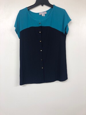 Carol Rose Women's Short Sleeve Top, Turquoise/Black MED | eBay