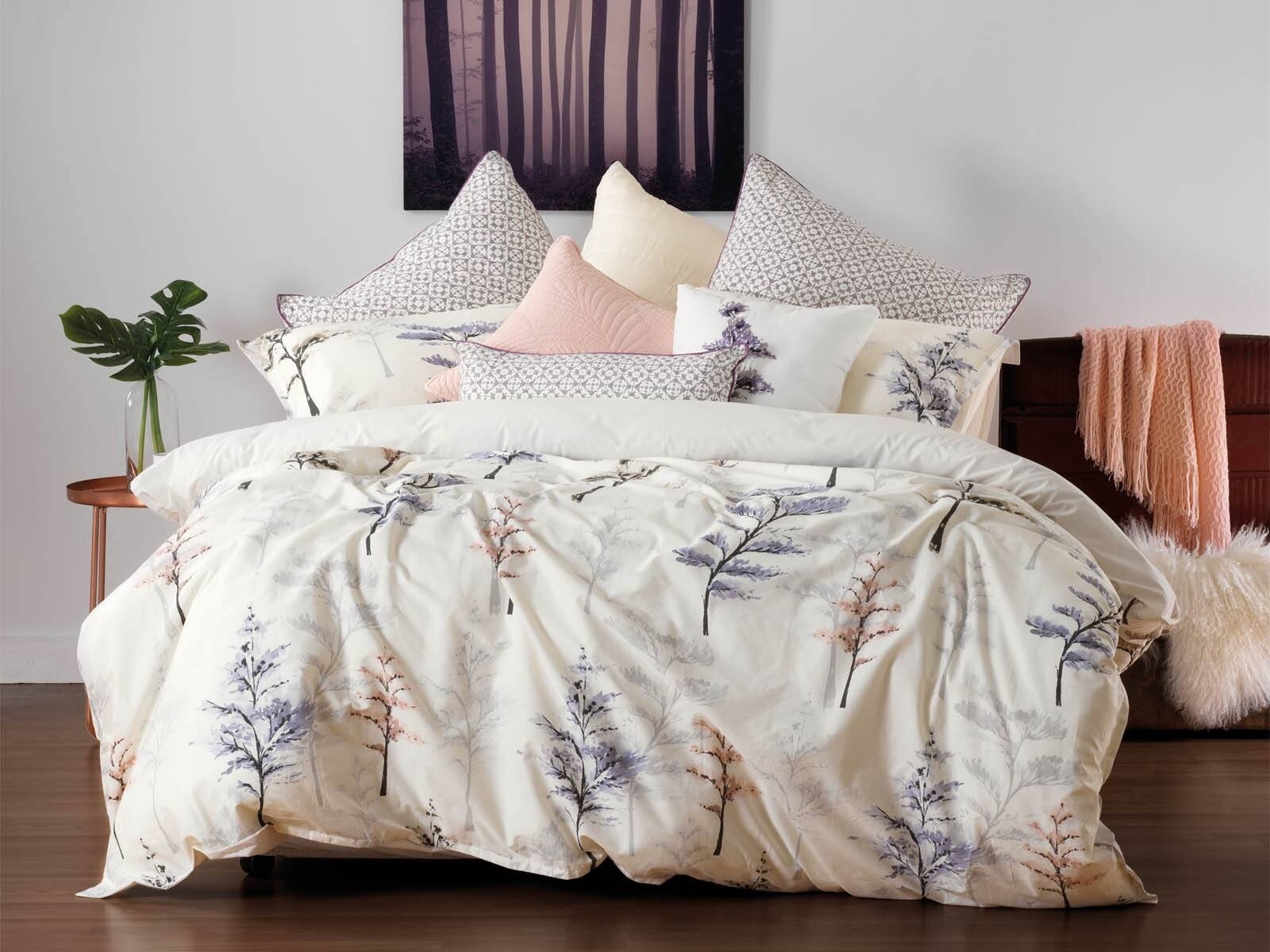 New Bianca Davina Queen Size Quilt / Doona Cover Set Cotton Oak Trees ...