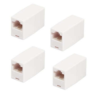 4-Pack White RJ11 6P4C Inline Coupler Straight Telephone Jack Extension ...