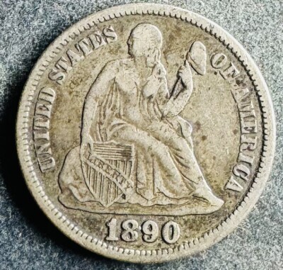 1 Dime 1890 S USA „Seated Liberty Dime“ 2,5 g .900 Silber KM#A92 ...