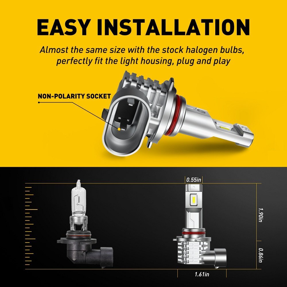 12V 12000Lm 9006 Hb4 60W 12000Lm LED Headlight Bulbs Car Hi/Lo Beam ...