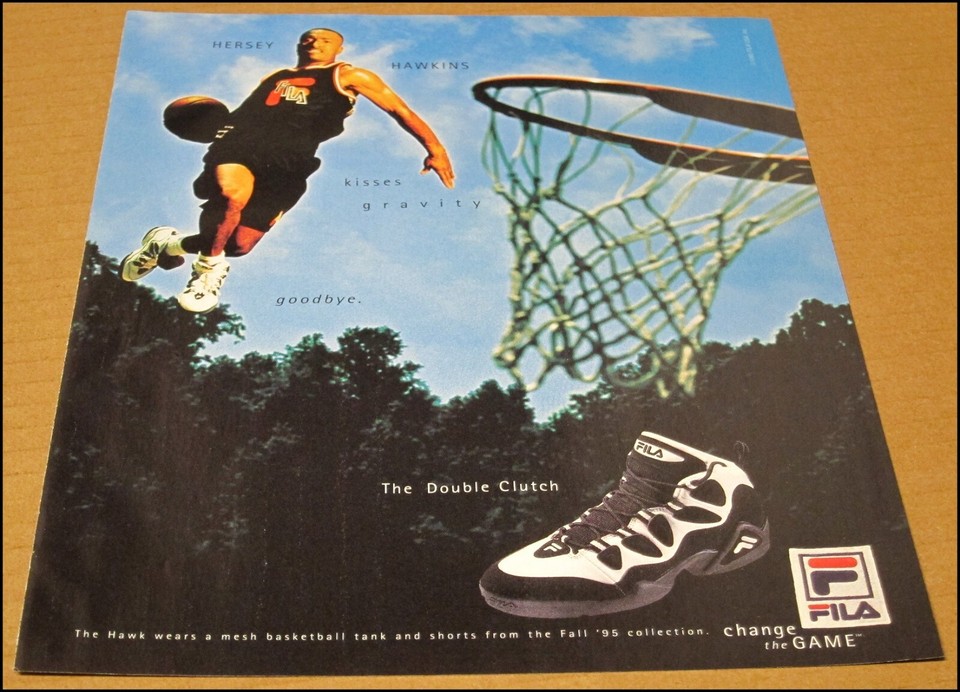 1995 Hersey Hawkins Fila Sports Print Ad Advertisement Hornets ...