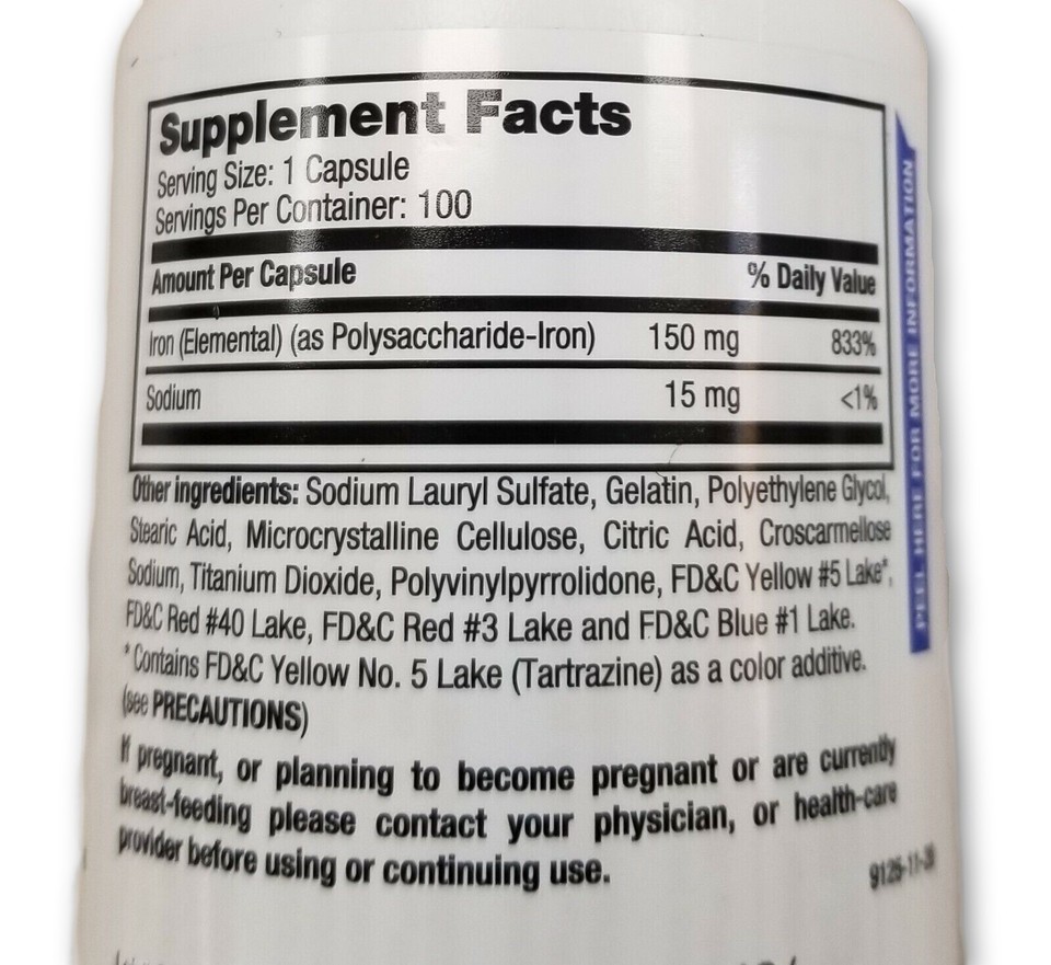 Ferrex 150 Iron Supplement Bottle 100ct ( Easy Use Bottle ...