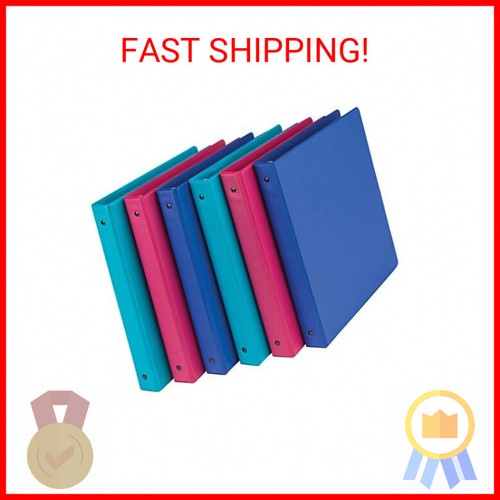Samsill Fashion Color 3 Ring Storage Binders, 1 Inch Round Ring ...