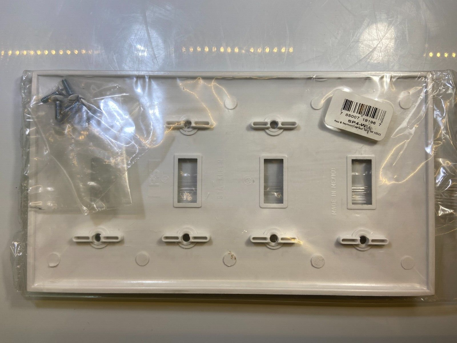 Wall Plate (4-Gang) WHITE Toggle Switches Plastic w/Screws NEW SEALED ...