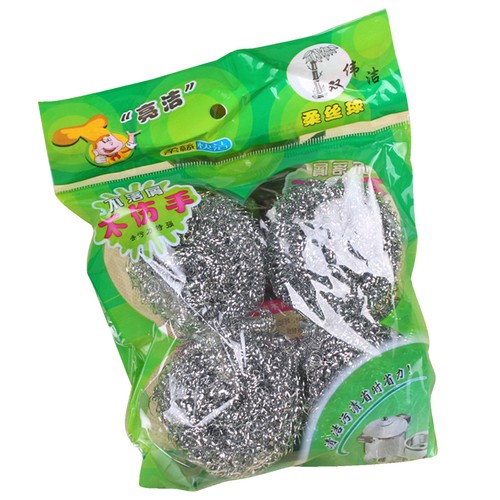 4pcs Steel Wire Cleaning Ball Stainless Steel Pot Scrubber Kitchen Pan ...