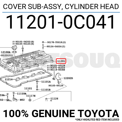 112010C041 Genuine Toyota COVER SUB-ASSY, CYLINDER HEAD 11201-0C041 | eBay