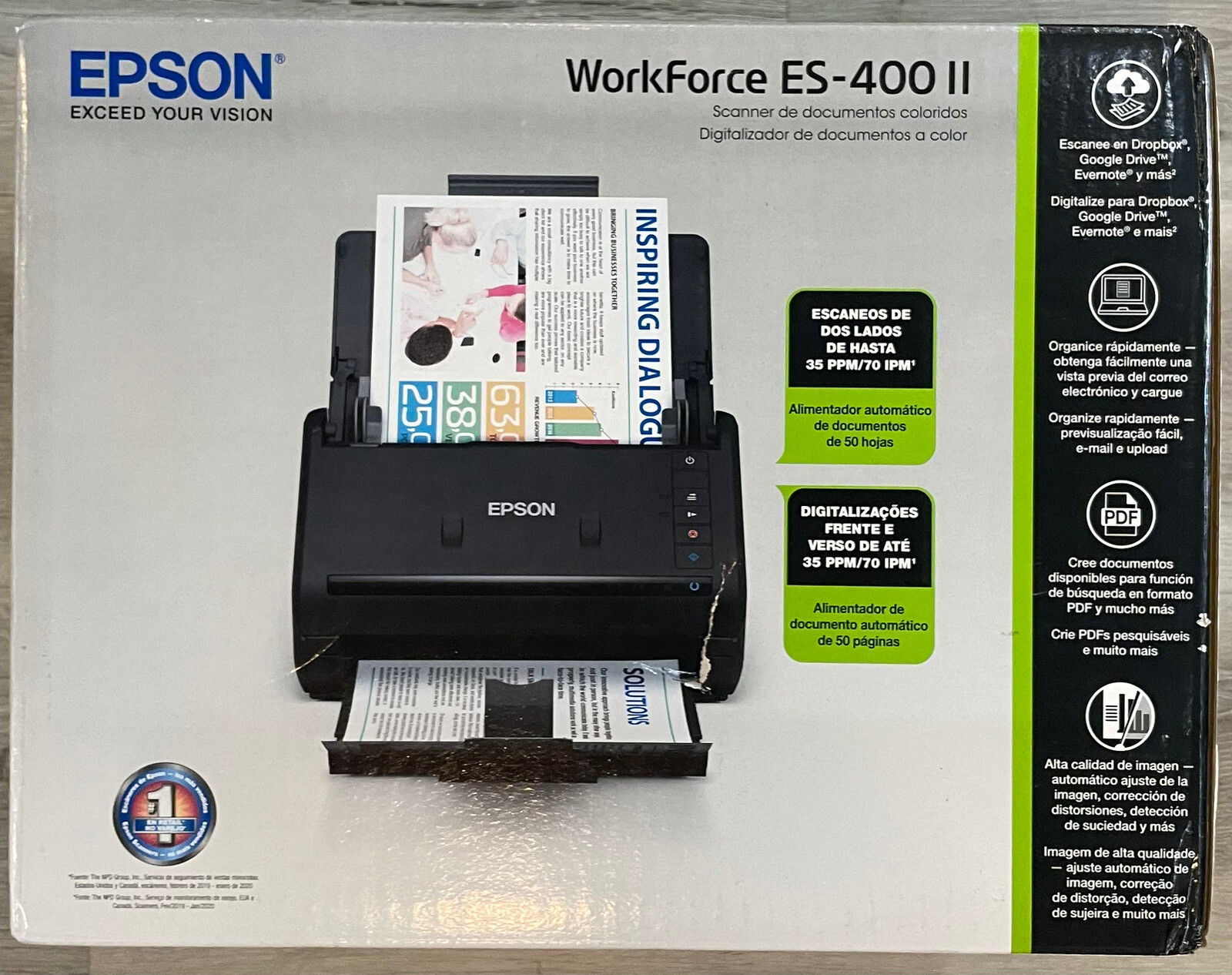 Epson Workforce B11B261201 ES-400 II Duplex Desktop Document Scanner ...