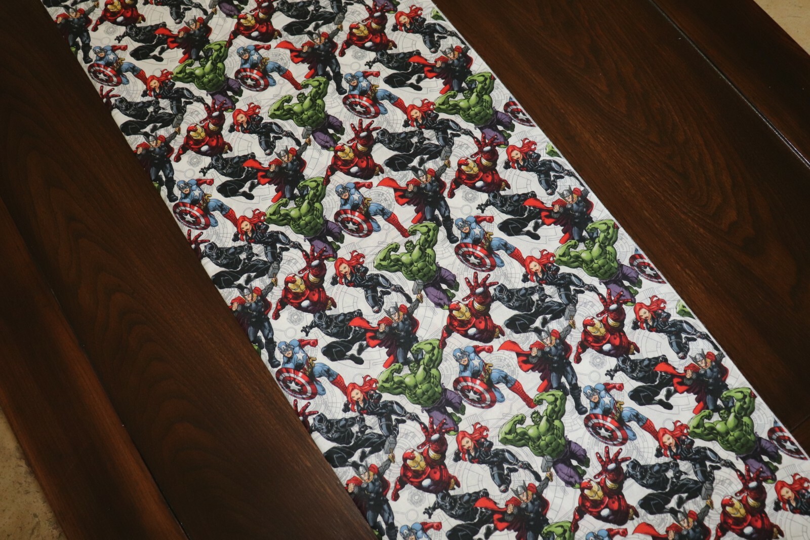 Marvel Avengers United White Table Runner Superhero Birthday Party ...