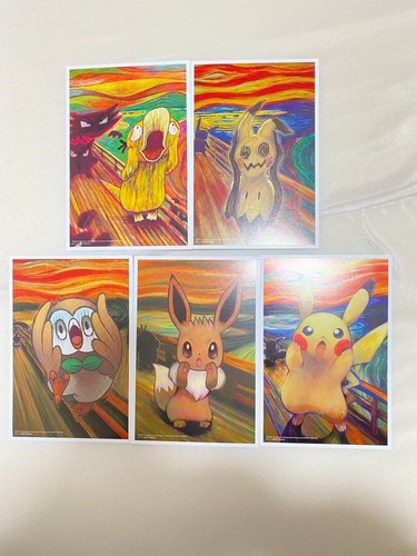Pokemon Post Card Set Munch Mimikyu Pikachu Eevee Psyduck Rowlet ...
