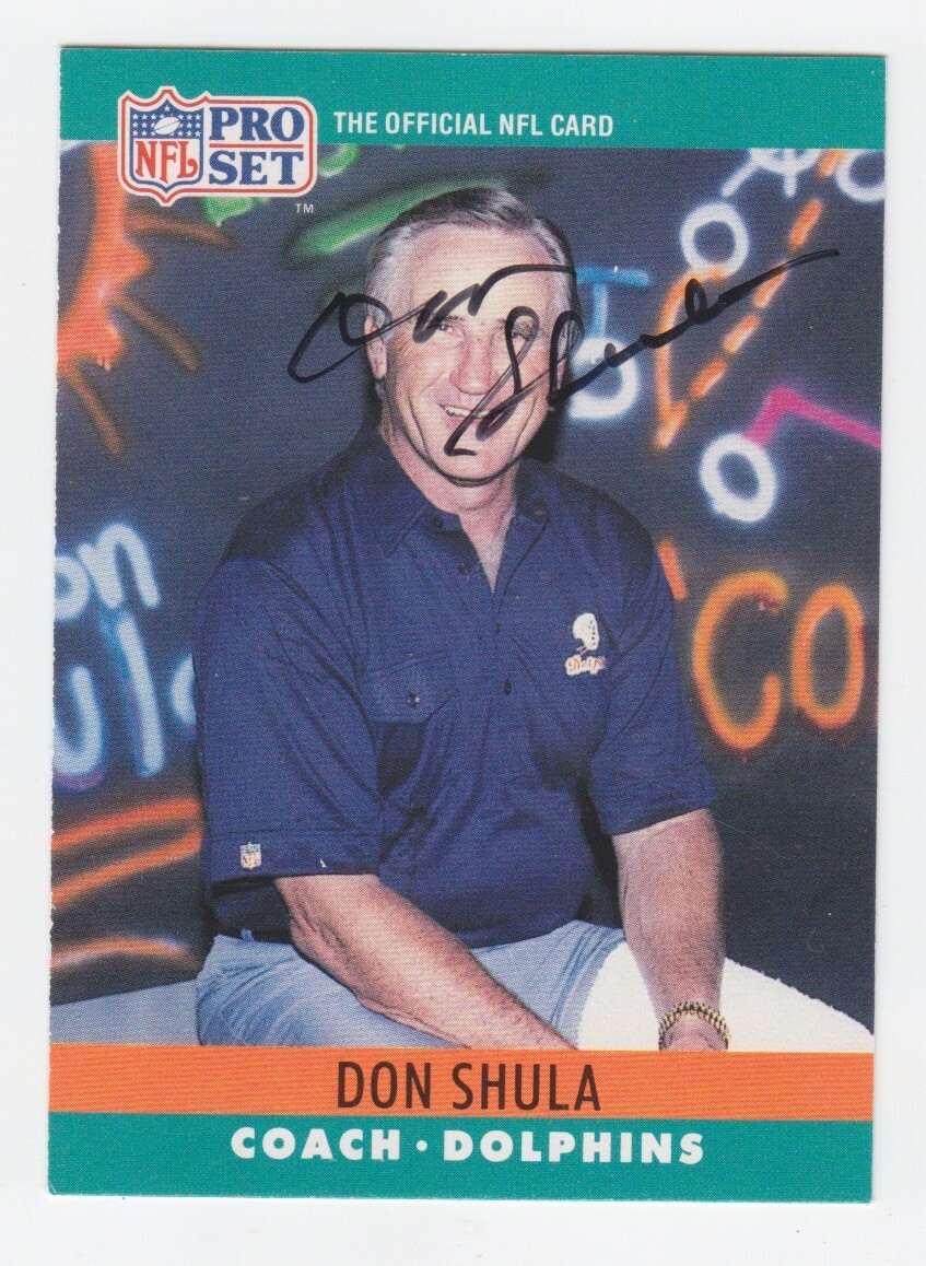 Don Shula Signed 1990 Pro Set Card #185 Auto with B&E Hologram | eBay