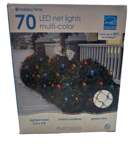 Multi-Color LED Net Lights 4ft x 4 ft Indoor / Outdoor Green Wire 70 ...