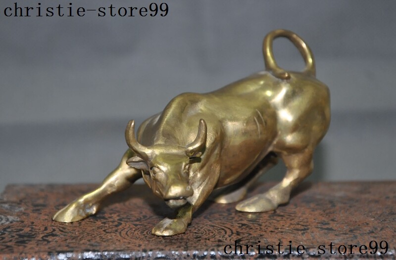 China Brass Copper Fengshui animal Ox Bull Ox Bovine Oxen Bull market ...