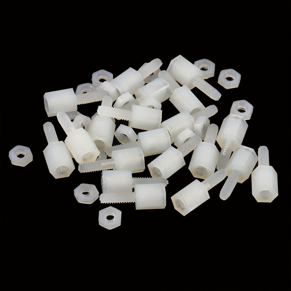 M2 Standoff Screws 40 Pack Nylon Hex PCB Standoffs Nuts (5mm+6mm, White ...