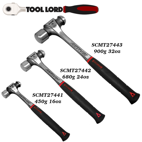 Sidchrome 3pce Ball Pein Hammer Combo Set 450g 680g & 900g Cr-V Handle ...