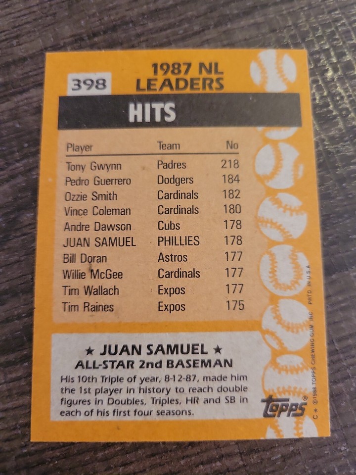 Juan Samuel #398 1988 Topps Baseball Card | eBay