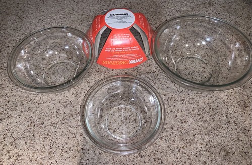 New! Pyrex Originals Clear 3 Piece Mixing Bowl Set | eBay