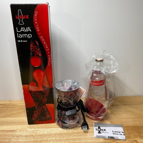 RARE 14.5" ORIGINAL CLASSIC LAVA LAMP RAVEN GOTH CLEAR LIQUID RED WAX ...