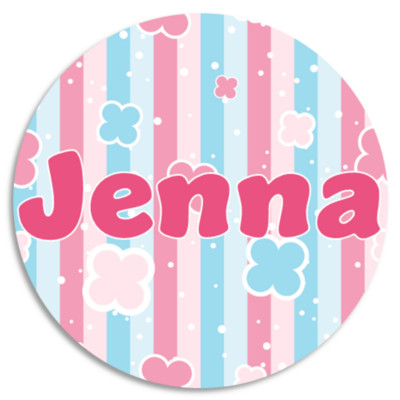 Jenna - Circle Sticker Decal 3 Inch - Name Tag Water Bottle School ...