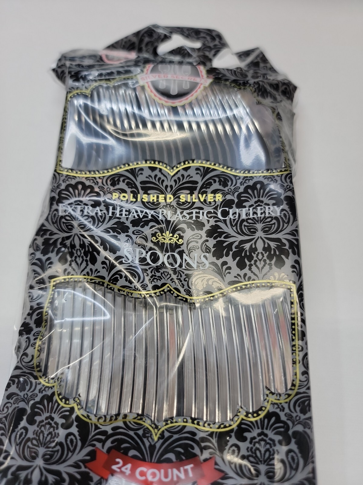 576 pieces 24 × 24 bags Silver Secrets Plastic Spoons Tableware Amazing ...