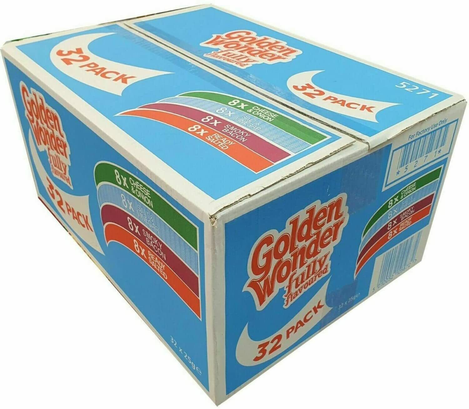 Golden Wonder Variety Mixed Box ( 32 x 25g Crisps) Fully Flavoured ...