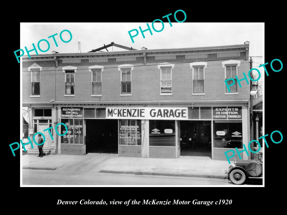 OLD POSTCARD SIZE PHOTO OF DENVER COLORADO THE McKENZIE MOTOR GARAGE ...