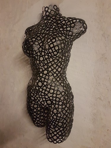 PAIR Metal Wall Art Female Torso Front + Rear Sculpture Abstract Decor ...